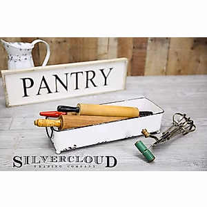 LARGE Rustic White Rectangle Metal Bin - 16.5'' Long - Great for Display or Storage - Silvercloud Trading Co., White with Black