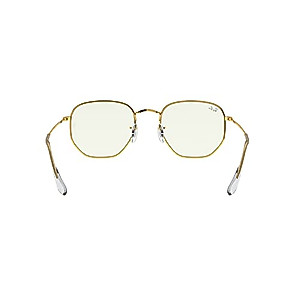 Ray-Ban RB3548 Hexagonal Glasses, Legend Gold/Clear Blue Light Filtering, 51 mm
