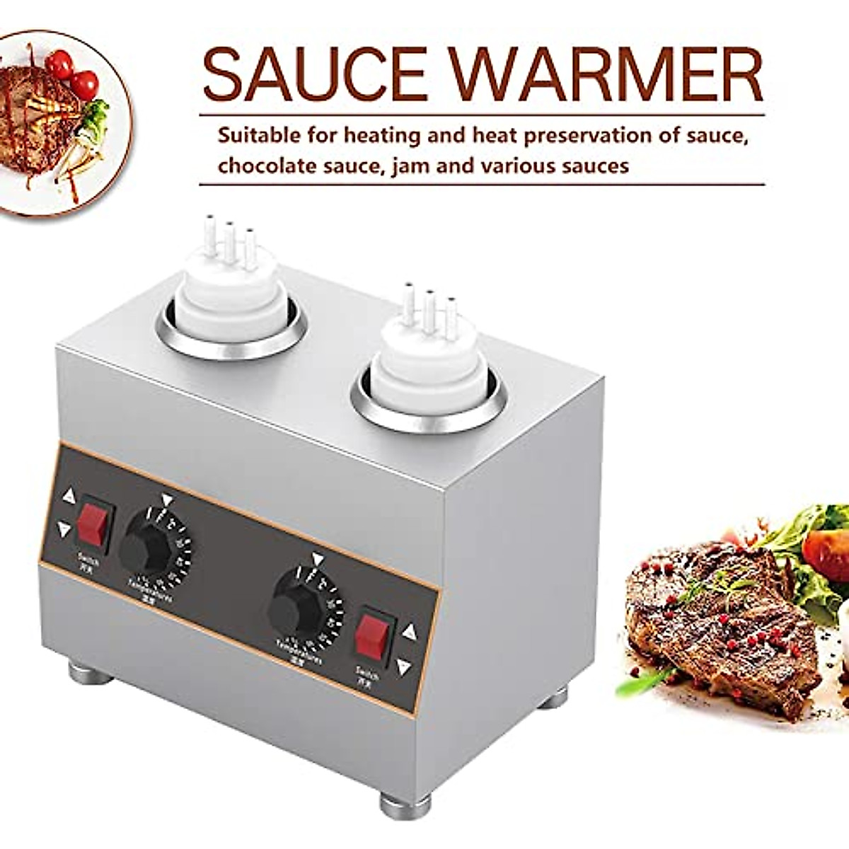 Electric Cheese Sauce Warmer,320W Commercial Food Sauce Heater,Multifunction Sauce Warmer Dispenser,30-85℃ Jam Chocolate Liquid Heater Machine,Automatic Jam Sauce Preservation Machine,650ML/Bottle
