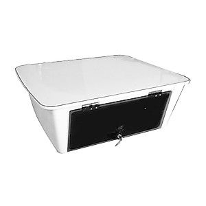 Dolphin T-Top Overhead Marine Electronics E Box ✮ Fishing Boat Tower Center Console Ebox, Fiberglass, Locking Smoked Glass, Stereo Radio Head Storage, Water Resistant, 25"x23"x10" (Without Clamps)