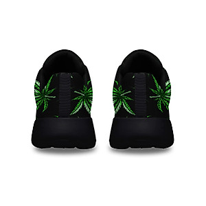 Marijuana Print Pot Leaf Weed Shoes - Men Women Lightweight Breathable Cannabis Running Sneakers, Sport Athletic Tennis Shoes, Stoner Gift Black Size 10.5