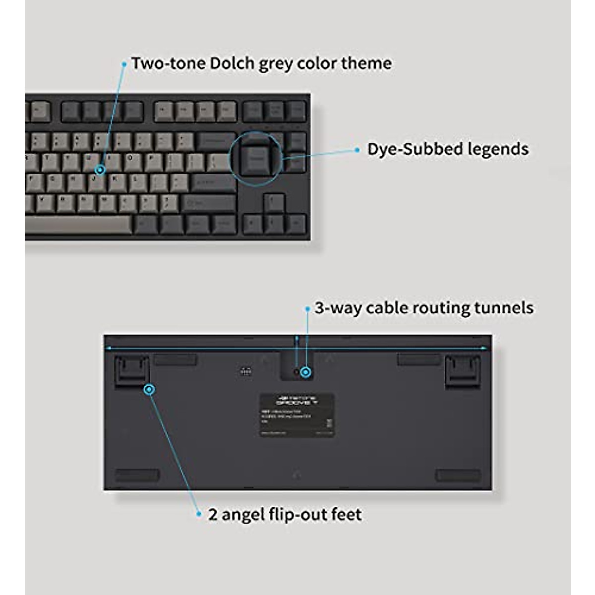 MSTONE Groove T 87 Keys THOCC Noise Cancelling Mechanical Keyboard,Backlighting,Cherry Profile PBT Keycap,Dye Subbed Legends,USB-C Cable,Space Saving,for Windows and Mac,Gateron Silent Brown
