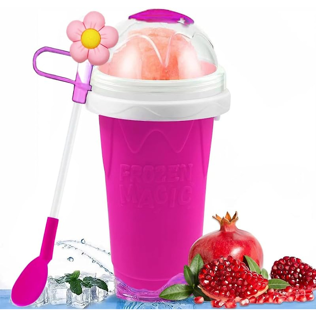 leuaxmy Slushie Cup Slushy Maker Cup Frozen Magic Squeeze,Slushy Cup TIK TOK Cool Stuff for Smoothies Drinks Juices and Soda - Homemade DIY Ice Cream(pink, large)