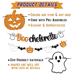 Halloween Boochelorette Banner Ghost Pumpkin Bat Theme for Bachelorette Wedding Bridal Shower Engagement Party Glitter Decorations Supplies