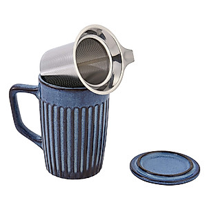 casaWare Shell 18-Ounce Tilt & Drip Tea Infuser Mug (Ocean Blue)