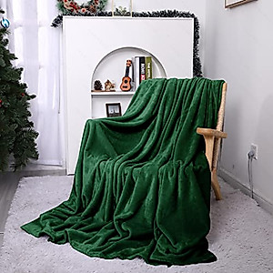 Rerelife Flannel Throw Blanket - Soft and Lightweight Blankets for Couch and Bed - Cozy Throw Fleece Blanket for Ultimate Comfor (Dark Green, 50x60in)