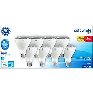 GE LED BR30 Indoor Floodlight Bulb (8 Pack) - Energy Star Certified, Soft White, 10W