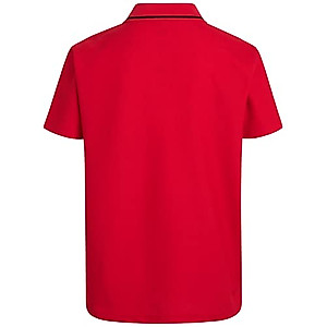 DKNY Boys' Polo Shirt - 2 Pack Classic Fit Short Sleeve Pique Polo - Comfort Stretch Collared Golf Shirt for Boys (4-20), Size 6, Racing Red/Jet Black
