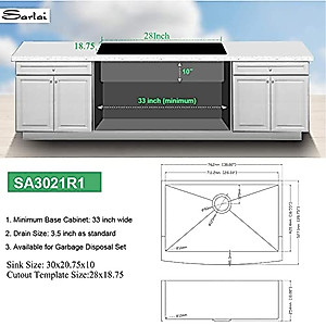 30 Farm Sink Stainless Steel - Sarlai 30 Inch Farmhouse Kitchen Sink Apron Front Stainless Steel 16 Gauge Single Bowl Kitchen Farm Sink Basin with Drain Strainer