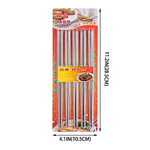 10 Pcs (5 Pairs) Tapered Silver Stainless Steel Chopsticks for Rice, Noodles, Sushi
