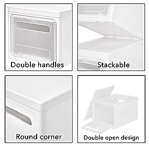 Large Rolling Plastic Storage Bins Box Containers with Lid for Organizing, Stackable Cube Storage Drawers Organizer for Clothes Closet Toys Photo CD Desk Living Room Kitchen- White, 3 layers with lids