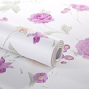 GLOW4U Self Adhesive Decorative Floral Contact Paper Drawer Shelf Liner Removable Peel and Stick Bathroom Kitchen Backsplash Wall Paper 17.7 inch by 16 Feet