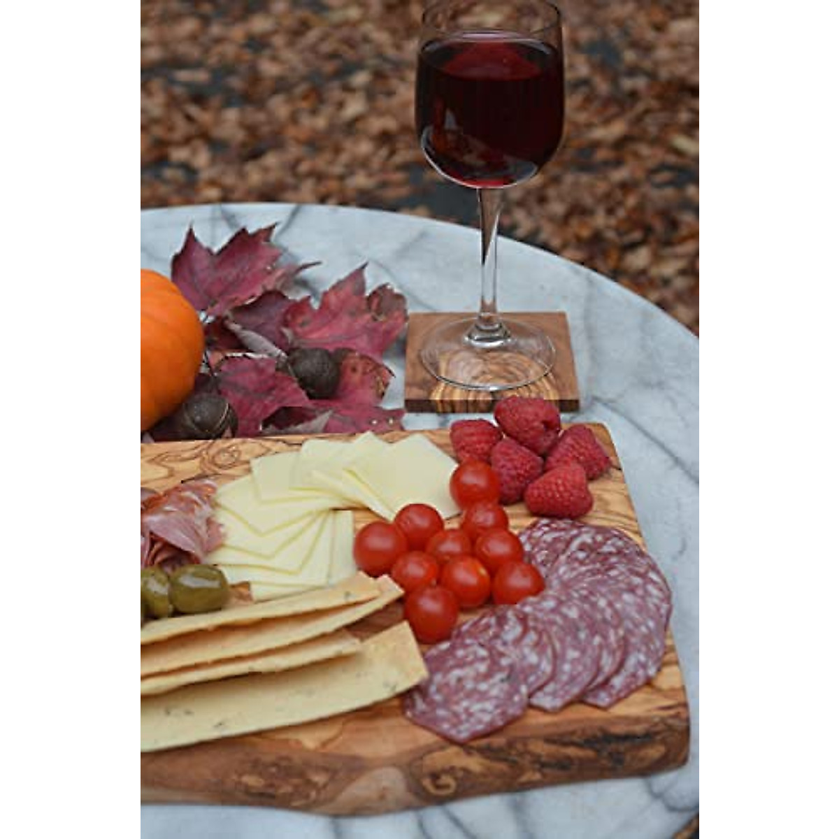 The Live Edge - Olive Wood Coasters for Drinks 6 Piece Set Coasters for Wooden Table | Rustic Coasters for Office Desk | Unique Drink Coaster For Tabletop Protection | Wooden Coasters For Coffee Table