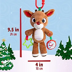 KIDS PREFERRED Rudolph The Red-Nosed Reindeer On The Go Teether Developmental Activity Toy, 12 inches , Brown