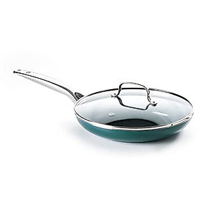 Blue Diamond Cookware Diamond Infused Ceramic Nonstick, 10" Frying Pan Skillet with Lid, PFAS-Free, Dishwasher Safe, Oven Safe, Green