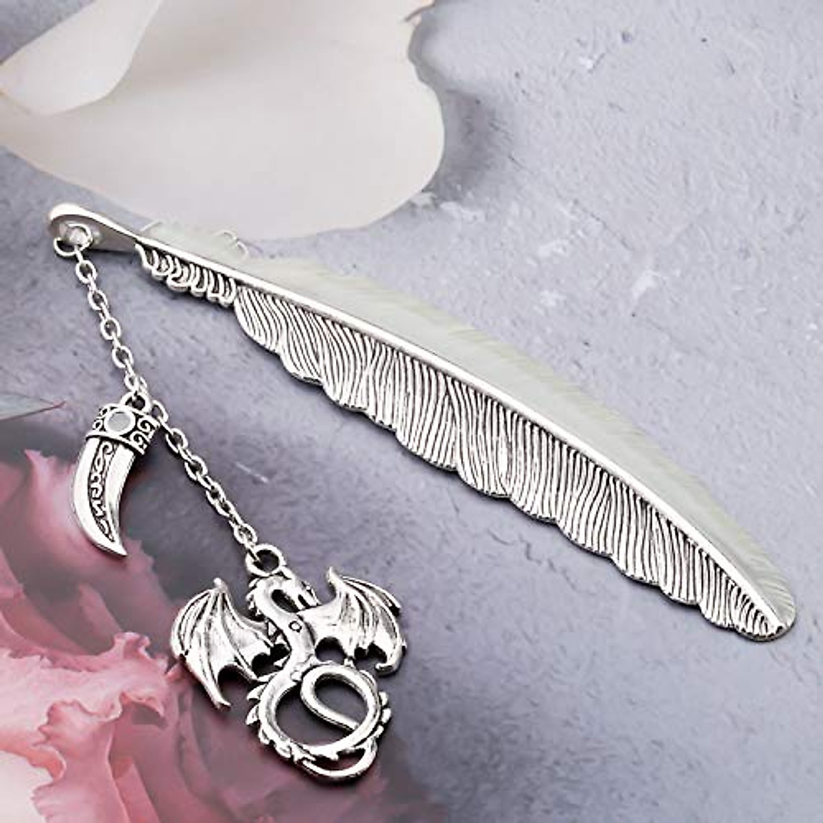 KUIYAI Glow in The Dark Luminous Bookmark Book Marker Creative Feather Book Lover Gift Reading Gifts (Dragon 2)