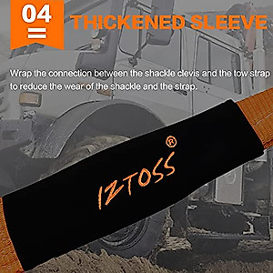 Iztoss 3"×30' Tow Strap Heavy Duty 30 feet Break Strength 35,000 lbs Double Reinforced Webbing Recovery Tow Rope Kit, Winch Snatch Strap (30 Feet Tow Strap)