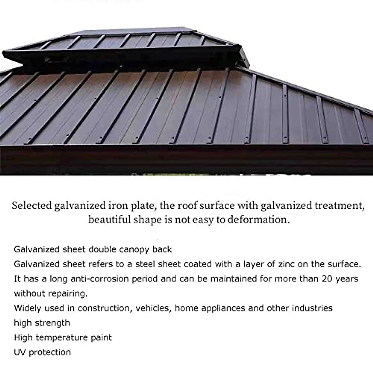 Outdoor Hardtop Galvanized 10X 10ft Steel Double Roof Permanent Gazebo Canopy Aluminum Frame Patio Gazebo with Curtains and Netting