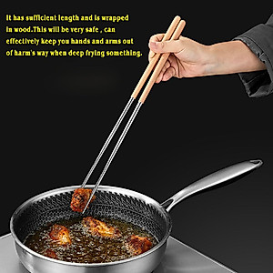 JMMBY Advanced Stainless Steel Extra Long Cooking Chopsticks,Chopsticks for Hotpot,15.7 Inch,Heat insulation and anti scalding, reusable chopsticks,kitchen chopsticks (2 Pairs)