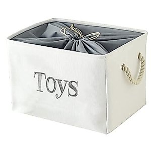 INough Toy Storage for Kids Toy Box Lightweight Collapsible Toy Storage Organizer Toys Bin with Handle, Storage Baskets for Kids, Boys, Girls, Nursery Room (Large, Toys)