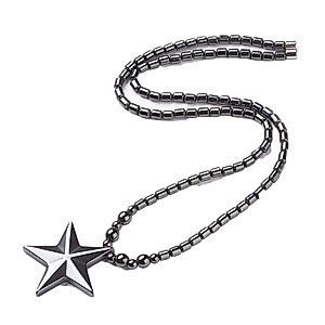 LZD Hematite Necklace Mens Womens Unisex Black Star Magnetic Clasp X75
