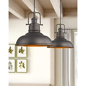 zeyu Farmhouse Pendant Light, 1-Light Industrial Hanging Light Fixture 11-inch, Oil Rubbed Bronze Finish, 016-1 ORB