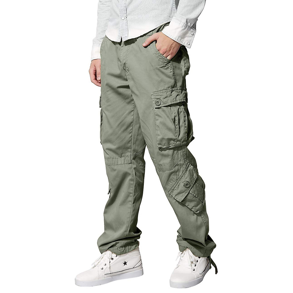 Match Men's Wild Cargo Pants(Light Green,34)