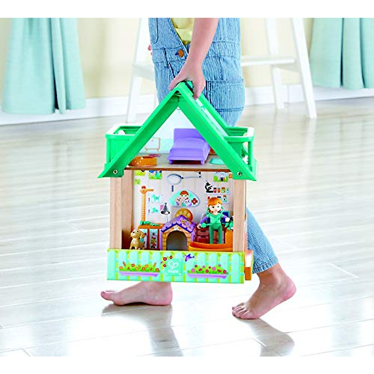 Hape Furry Friend Vet Set | 30 PCs Wooden Veterinary Fully Furnished Dolls House Pretend Playset with Accessories for Kids Age Years 3 and Up