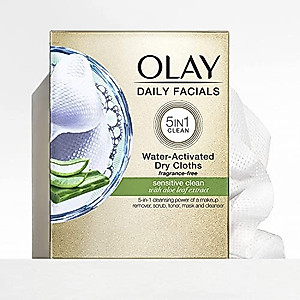 OLAY Daily Gentle Clean 5-in-1 Water Activated Cloths, 33 Count (Pack of 3)