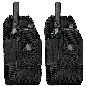 abcGoodefg Molle Radio Holder Walkie Talkie Pouch Case for Duty Belt Radio Holster Tactical Hunting Intercom Bag (Black-2 Pack)