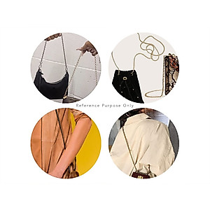 CRAFTMEMORE Purse Chain Strap, Chain with Leather Handle, Shoulder Handbag Replacement Pochette Accessories K083 (47 Inches, Silver)