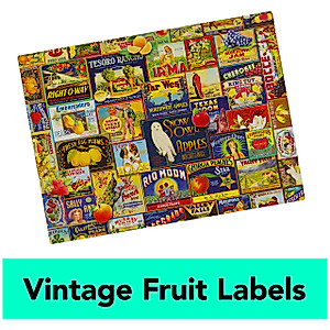 2-Pack of 1000-Piece Jigsaw Puzzles, Retro Comics and Fruit Labels, Puzzles for Adults and Kids Ages 8+, Amazon Exclusive