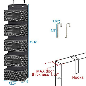 VERONLY Over The Door Hanging Organizer with 5 Large Pockets 1Pack+1Pack Toy Chest Box Organizer Bins for Boys Girls for Nursery,Playroom,Bedroom Toys