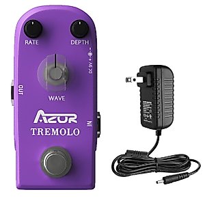 AZOR Mini Pedal Tremolo Classic Guitar Effect Pedal with Power Adapter Super Mini