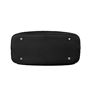 B&E LIFE Stylish Women Pu Leather Vertical Utility Top Handle Handbag Satchel Tote Purse Bag (Black)