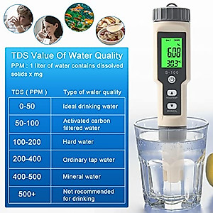 Yewhick Digital Salinity Tester for Saltwater, Waterproof Pool Salt Tester, 4 in 1 Salt/EC/TDS/Temp Meter, High Accuracy Saltwater Tester with ATC for Saltwater Pool, Aquarium, Koi Fish Pond