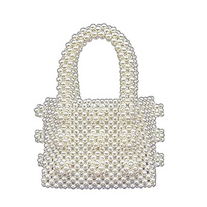 Miuco Womens Beaded Handbags Handmade Weave Crystal Pearl Mini Bags Wedding clutch