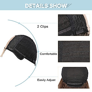 Ulzzviy Long Brown Mixed Blonde Wavy Wig for Women 24 Inch Middle Part Curly Wavy Wig Natural Looking Synthetic Heat Resistant Fiber Wig for Daily Party Use