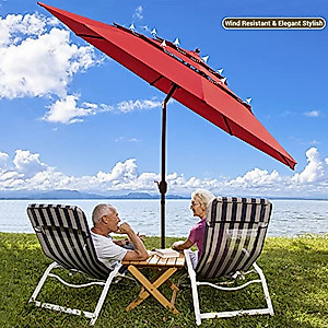 Yescom 11ft 3 Tier UV70+ Push Tilt Patio Umbrella Crank Handle Outdoor Cafe Deck Table Garden Backyard Hotel