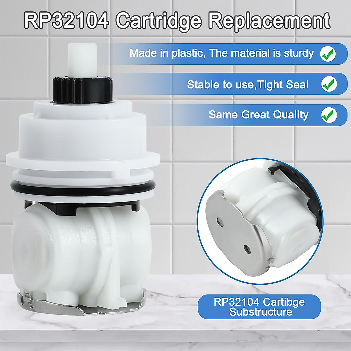 RP32104 Shower Cartridge Replacement, Compatible with Delta Monitor 1700 series(1998-2005) Showers Cartridge, RP32104 Cartridge Assembly for Bath Tub/Shower Faucet Valve