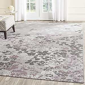 SAFAVIEH Adirondack Collection 8' x 10' Light Grey / Purple ADR115M Floral Non-Shedding Living Room Bedroom Dining Home Office Area Rug