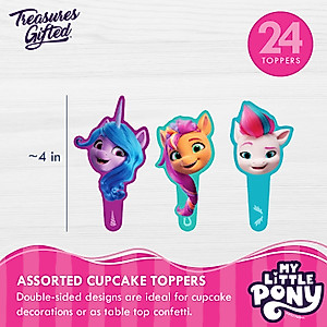 Treasures Gifted Officially Licensed My Little Pony Cupcake Toppers & Wrappers 24ct - My Little Pony Cake Decorations - My Little Pony Cake Toppers - My Little Pony Birthday Party Supplies