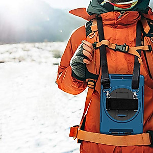 iPad Air (Air 1) Case Heavy Duty 9.7 with Screen Protector - Hand Strap,Shoulder Strap, Hardback, 360 Rotatable Kickstand, Shockproof - A1474 A1475 MD785LL/A (Blue)