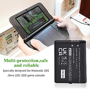 Tectra 1300mAh CTR-003 CTR003 Battery Compatible with Nintendo 3DS 2DS Gaming Console + Charging Cable(Not Compatible with New 3DS and 3DS XL)