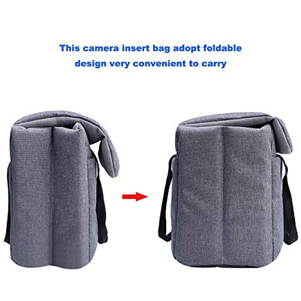 BOMKEE Camera Inserts Protective Bag Padded Insert Camer Cube Water Resistant DSLR SLR Case Foldable Liner for Sony,Canon,Nikon,Olympus Camera Lens Accessories Grey