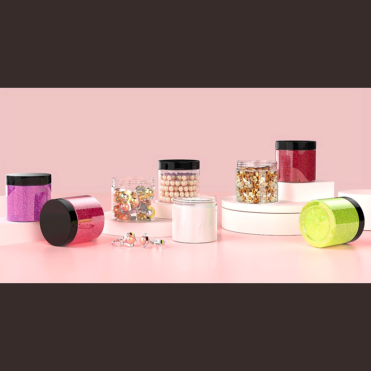 ZAVBE 4oz Container with Lids 50 Pack Clear Plastic Round Storage Jars Tall Height 6.2cm for Refillable Liquid and Solid Body butter