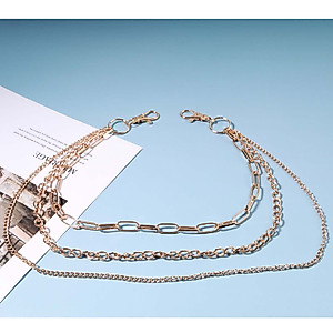 Yheakne Punk Pants Chain Layered Jeans Chain Gold Trousers Chain Wallet Pocket Chain Layered Wallet Chain Hip Hop Pants Chain Jewelry for Women and Men (Gold)