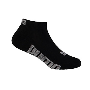 PUMA KIDS' 6 PACK LOW CUT SOCKS (9-11, Black with Grey)