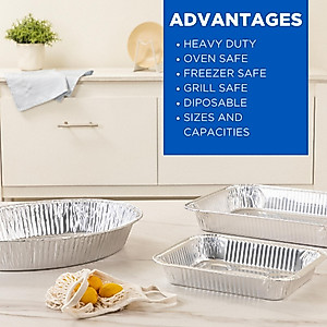 EKCO – Aluminum Turkey Roaster Pan (Oval) 50-count of 18x14” (3.5” Depth) - Disposable Foil Pans - Heavy-Duty Aluminum Baking Pans & Serving Trays – Drip Pan & Casserole Dish, BBQ-Safe (Recyclable)