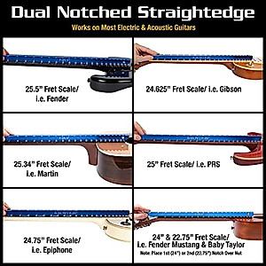 MusicNomad Tri-Beam 3 'n 1 Dual Notched Precision Straightedge for Acoustic and Electric Guitars Including Fender, Gibson, PRS (MN821)